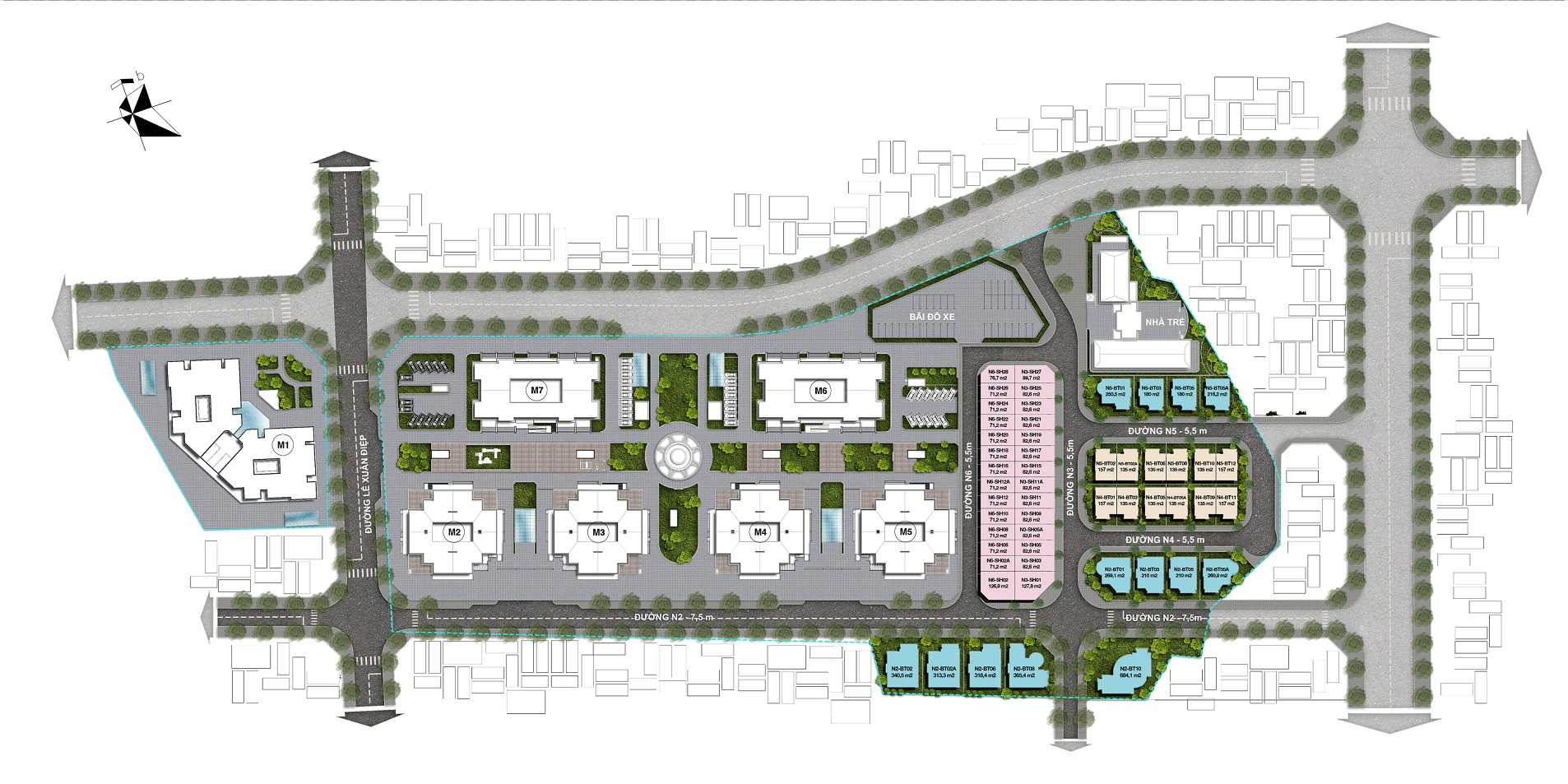 Thiết kế và mặt bằng khu thấp tầng Mipec City View Kiến Hưng – Mipec Land